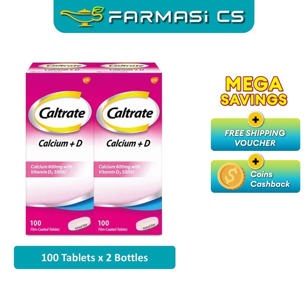 Caltrate Calcium + D 600mg with vitamin D 100 Tablets x 2 Bottles EXP ...