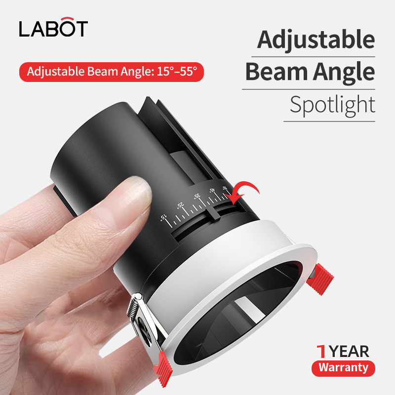 3 Color Spotlight Recessed 7W/12W Adjust Beam Angle 15°-55° Anti-glare ...