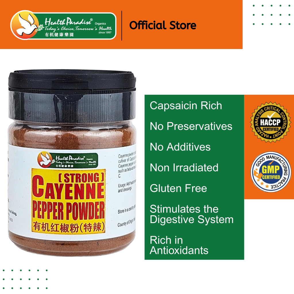 Health Paradise Organic Cayenne Pepper Powder (Strong) 130g | Shopee ...