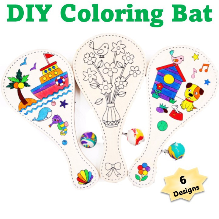 DIY Kids Wooden Ping Pong Bat + Ball | Educational Painting Craft Toy ...