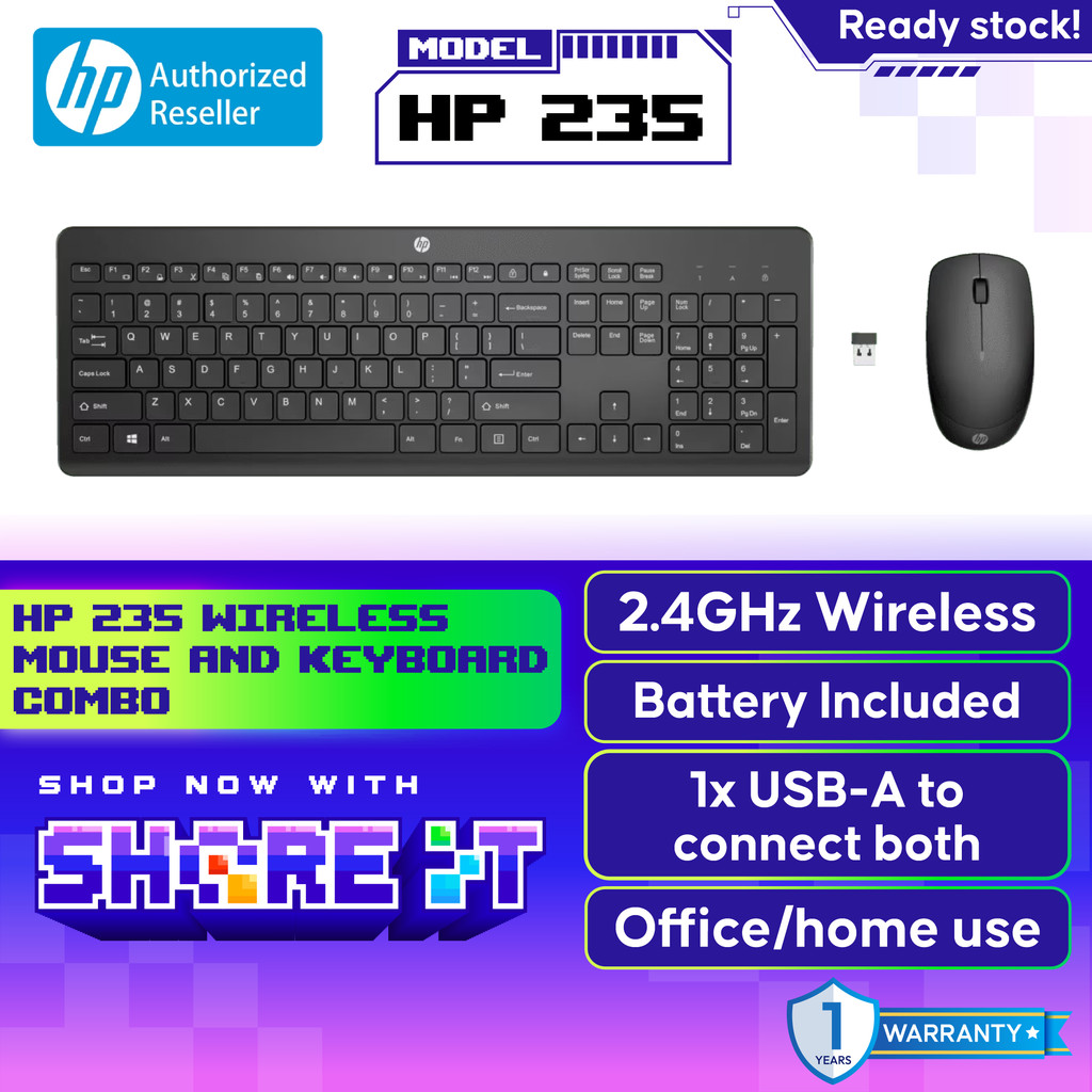 HP Original 235 Wireless Keyboard + Mouse Combo | Plug & Play ...