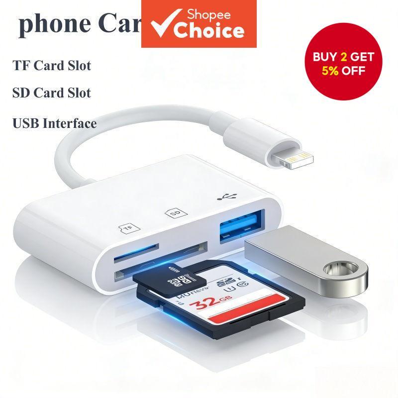 SD TF Card Reader Adapter for IPhone IPad Supports Digital Camera SLR ...