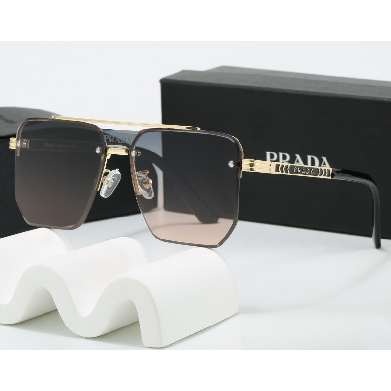 PRADA PRADA Temple Logo Metal Nylon Aviator Style Sunglasses Men Style ...