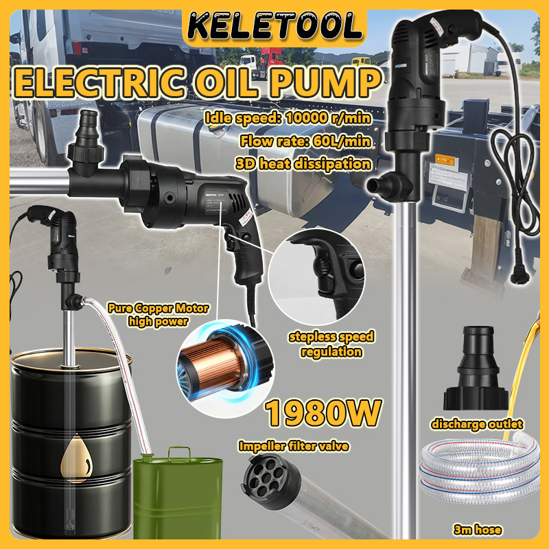 Portable Electric Oil Pump Oil Extractor Pump Drum Pump Barrel Pump Pam Minyak Elektrik 1980W ...