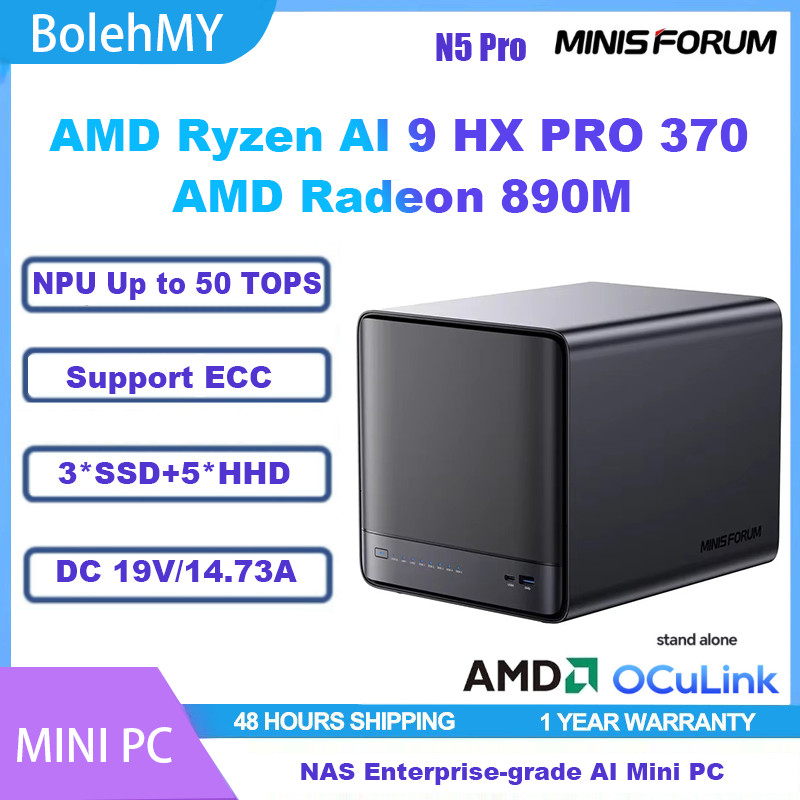Minisforum N5 PRO AMD Ryzen AI 9 HX PRO 370 MINI PC Enterprise NAS ...