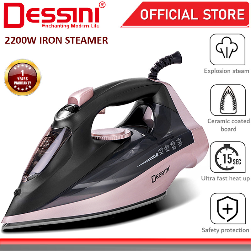 DESSINI ITALY Electric Ceramic Soleplate Garment Steam Iron Sprayer ...
