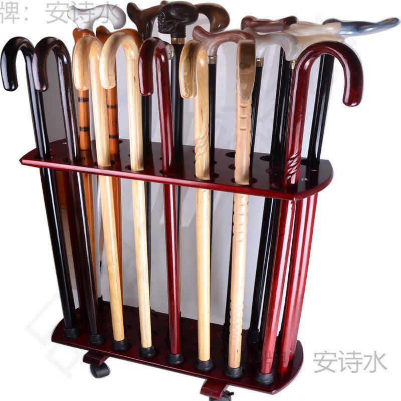 Display Stand Trekking Pole Umbrella Walking Stick Wooden Display Stand ...