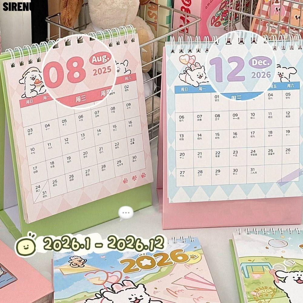 SIRENU 2026 Desk Calendar, Memo Notes Coil Binding Tabletop Schedule ...