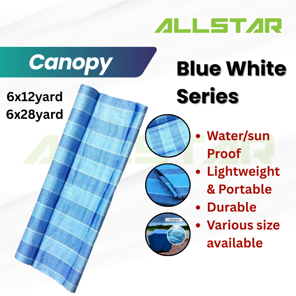 (Ready Stock)Blue White Canvas Roll Tarpaulin 6ft × 12 yards/28 ...