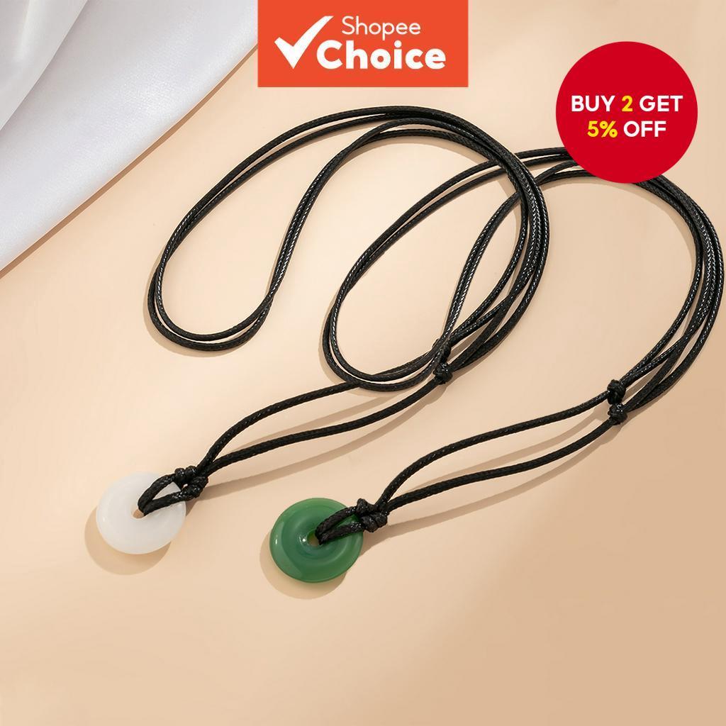 Trendy Rope Chain Necklace with Chinese Ping Buckle Pendant - Health ...