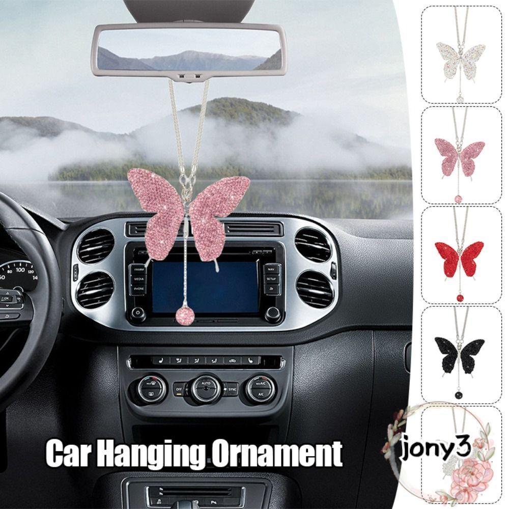JONY Butterfly Pendant, Car Rearview Mirror Diamond Car Pendant ...