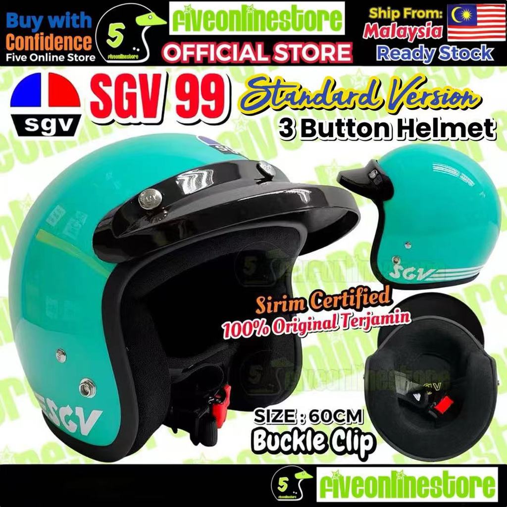 SGV Helmet SGV99 Trendy Color Petronas Green Topi Keledar 3 Button ...