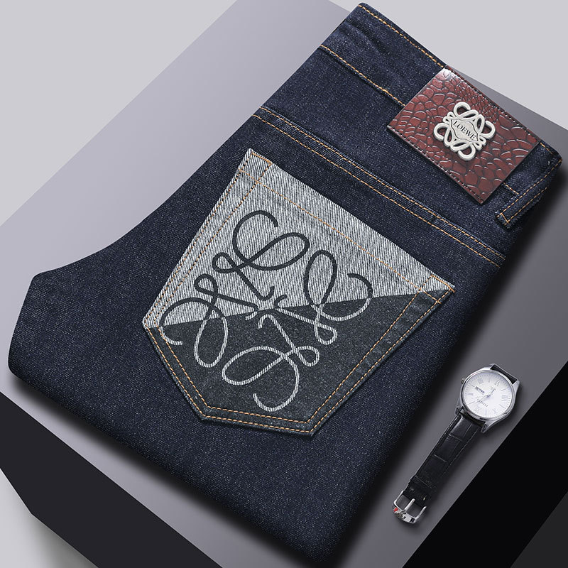 LOEWE1963 Men's Jeans Autumn Winter Stretch Print Casual Pants | Shopee ...