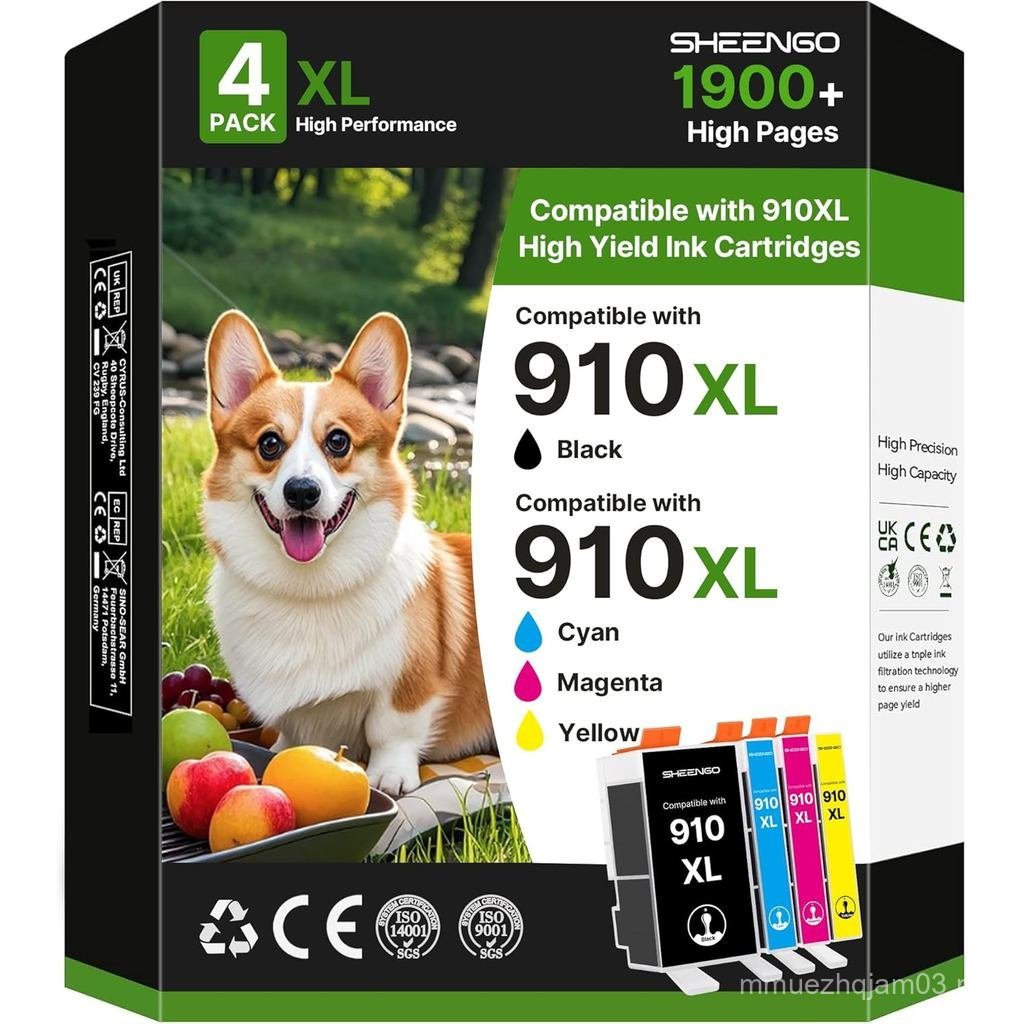 Kartrij Dakwat 910XL untuk Pencetak HP (4 Pek) Penggantian untuk Pek ...