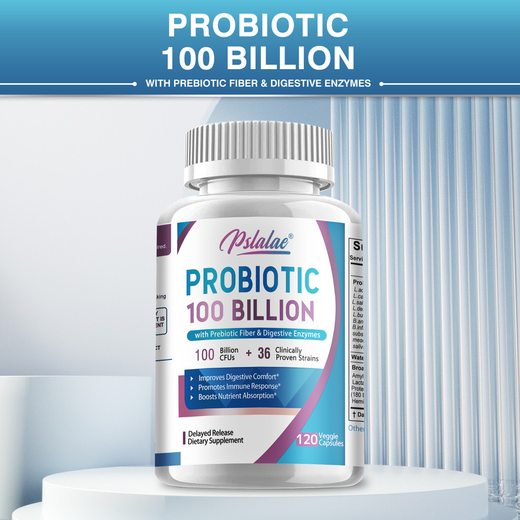 Probiotic Capsules Contain Prebiotics and Digestive Enzymes Improve ...