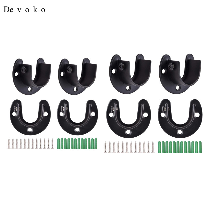 Devoko 4x Wardrobe Pipe Bracket Flange Holder Clothes Lever Rail Rod ...