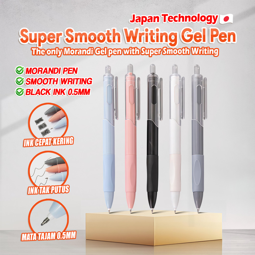 VCR Morandi 0.5mm Black Ink Gel Pen Retractable Design for Comfortable ...