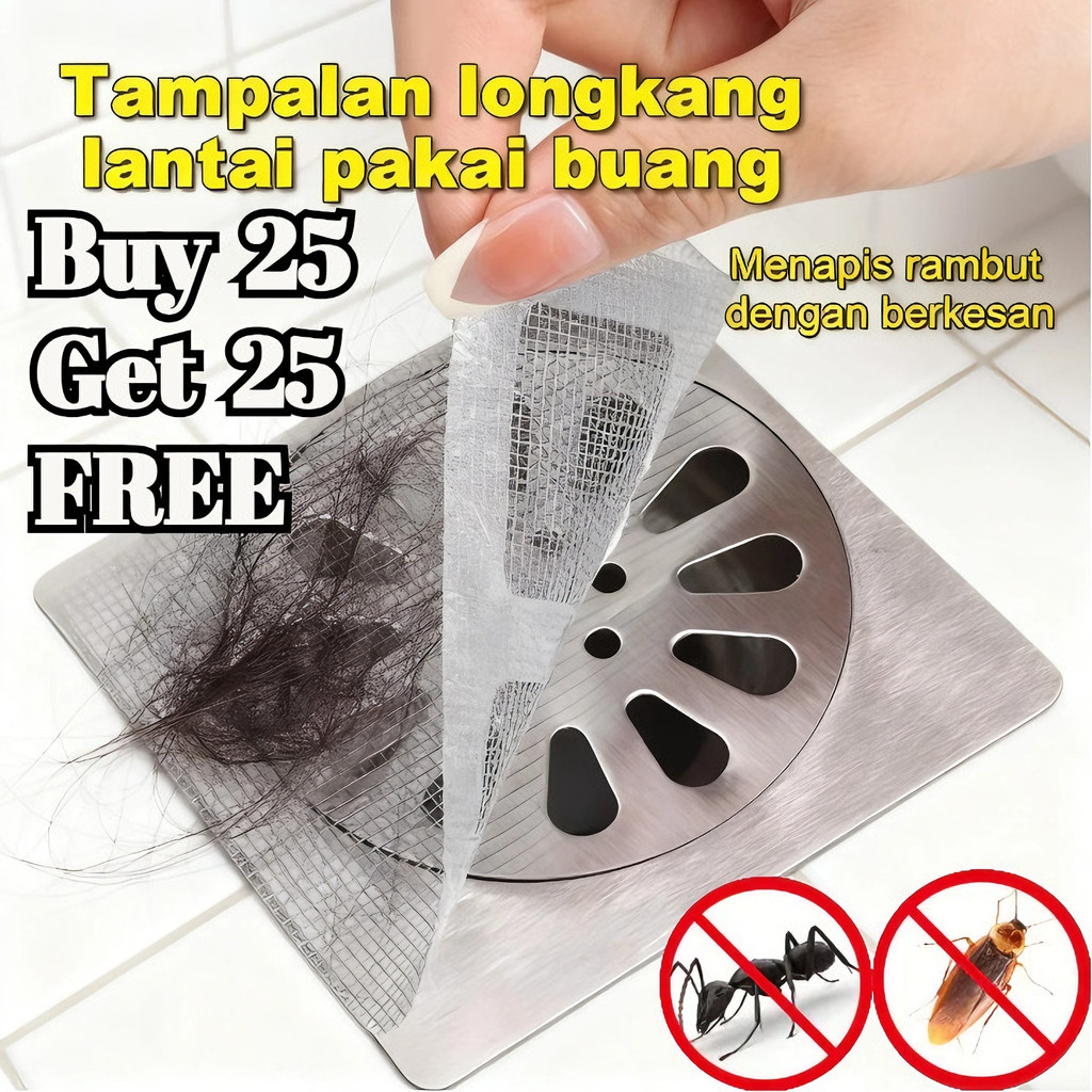 50/100 Floor Drain Sticker Disposable Filter Hair Catcher Insect-Proof ...