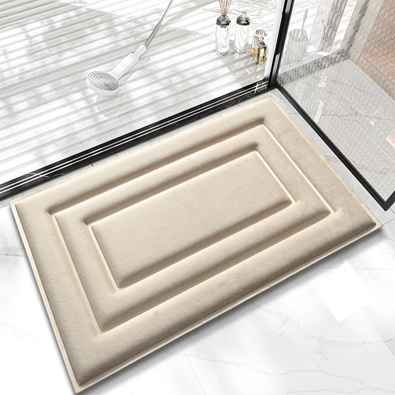 Spandex Thickened Bathroom Floor Mat Memory Foam Absorb Water Anti-slip ...