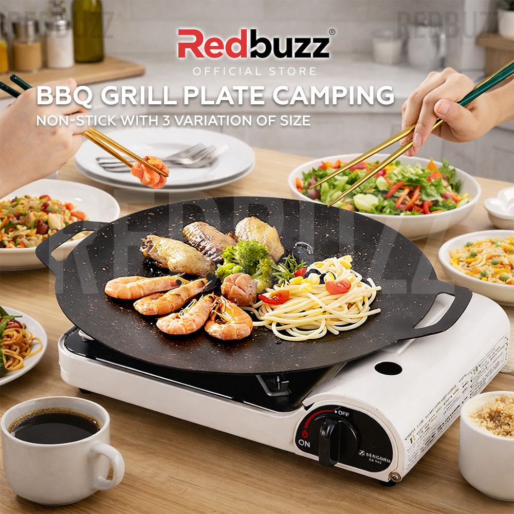 REDBUZZ BBQ Grill Plate Camping Grill Pan Korean BBQ Pan Outdoor ...