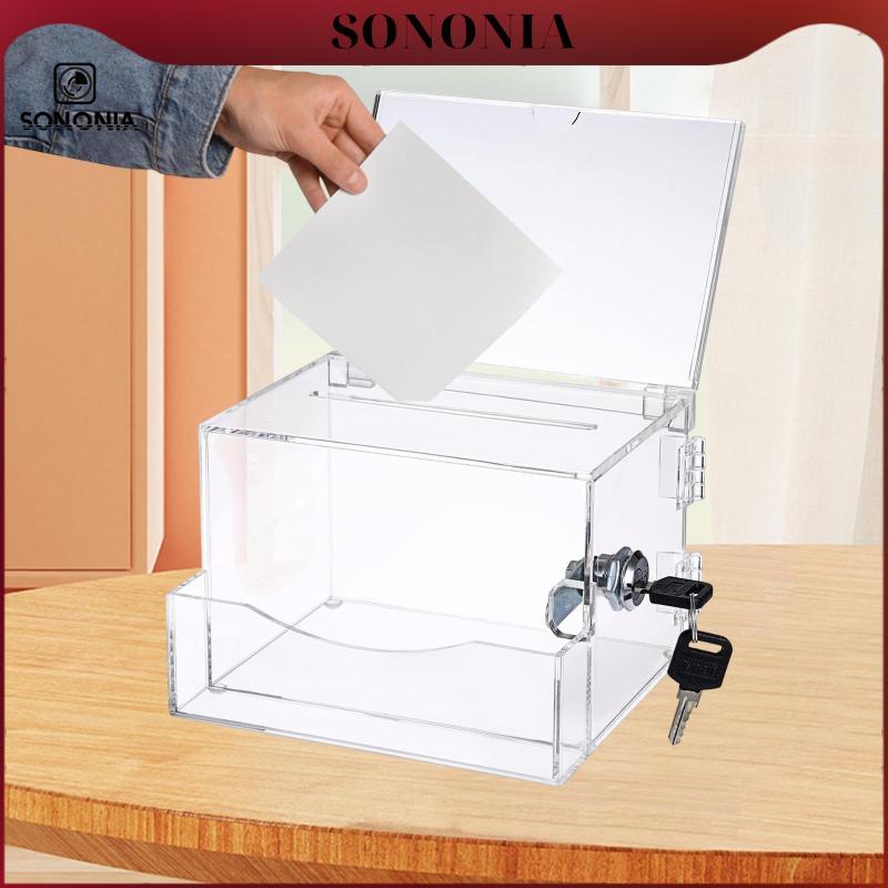 [SONONIA] Acrylic Donation Box with Lock Storage Organizer Post Mail ...