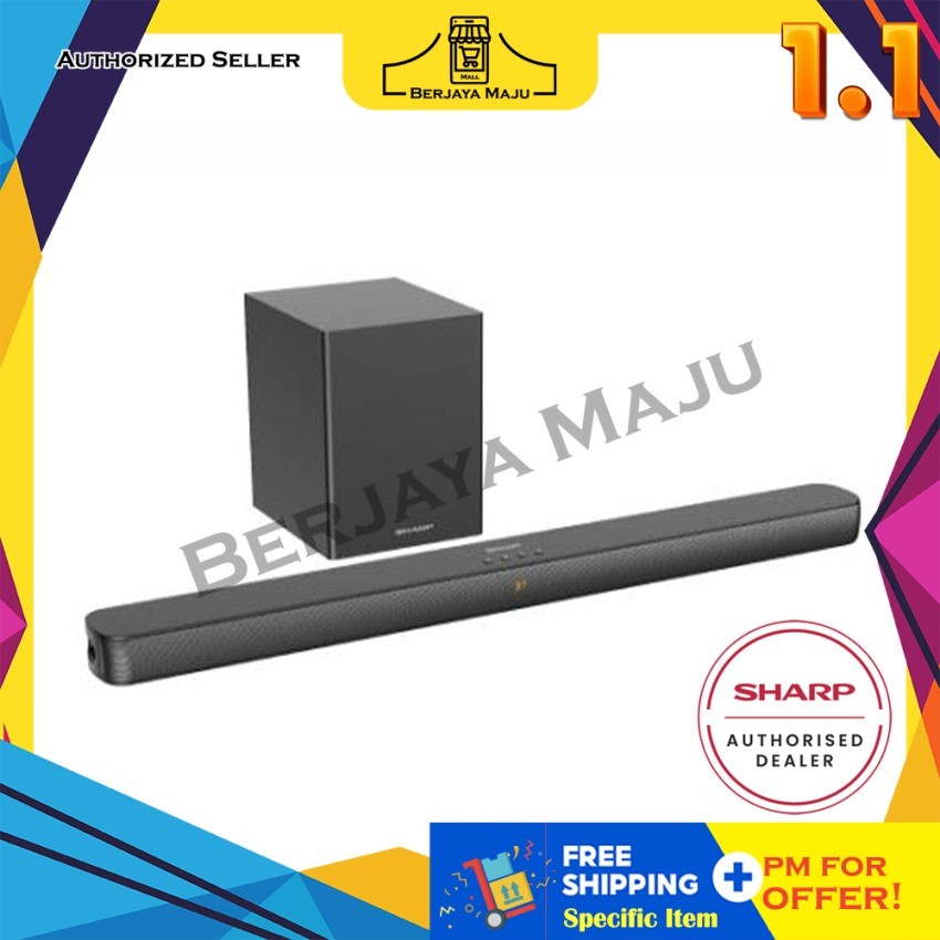 Sharp 2.1ch Sound Bar Home Theater With Wireless Subwoofer Speaker ...