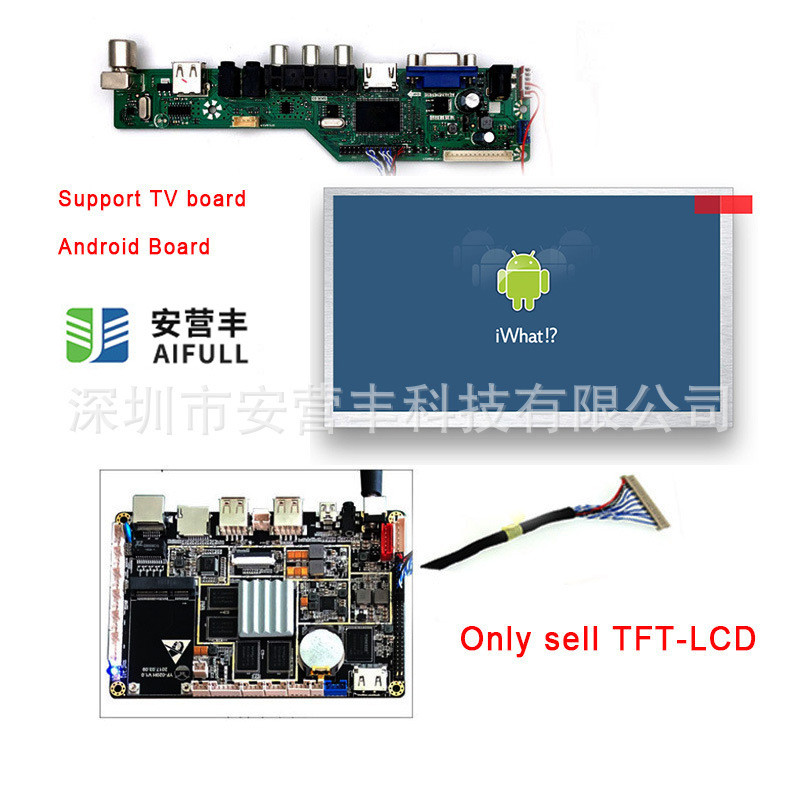 Kawalan Perindustrian Skrin LCD 7-inci 1024*600 Papan Penyesuai LVDS ...