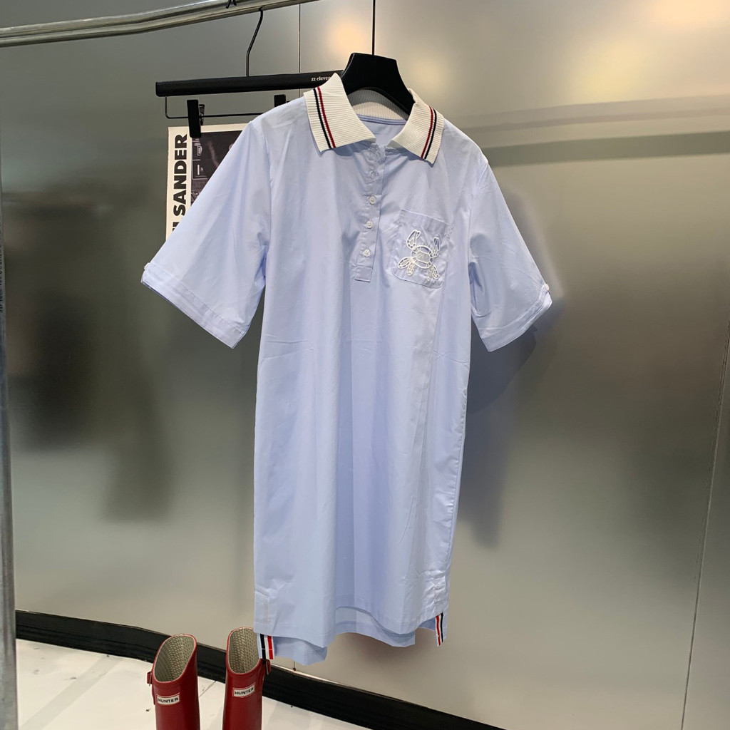 AJSB Thom Browne Japanese Polo Lapel Crab Embroidery Short Sleeve Shirt ...
