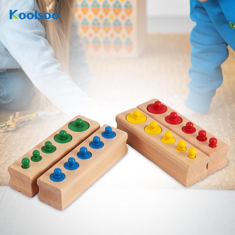 Koolsoo 4Pcs Montessori Toy Knobbed Cylinders Blocks Socket Sensory ...