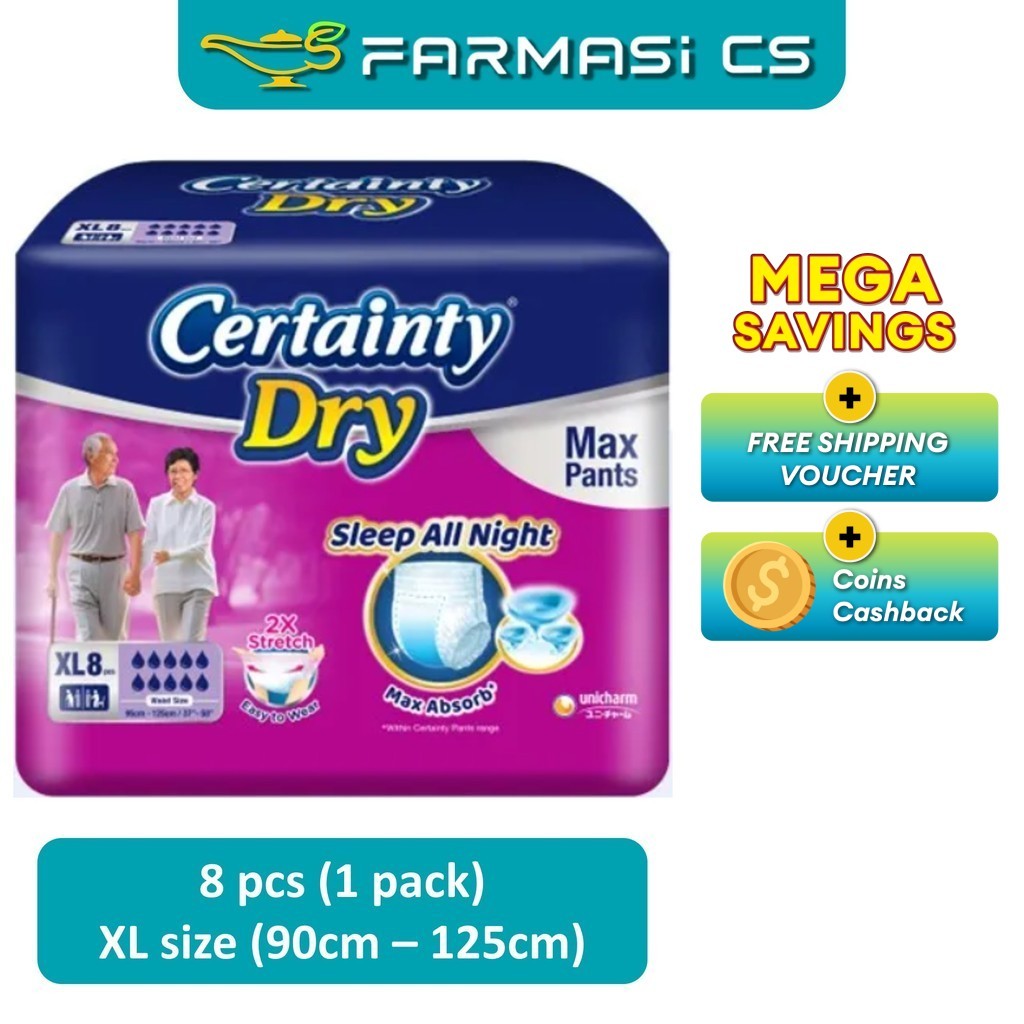 Certainty Dry Maxpants Disposable Adult Pants XL Size 8 pieces - 1 pack ...