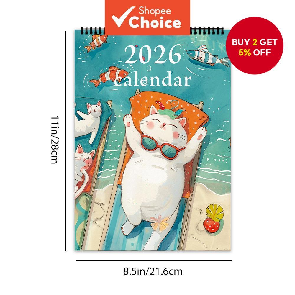 Wall Calendar 1pc 2026, Cute Cat Theme, High Definition Images, Planner ...