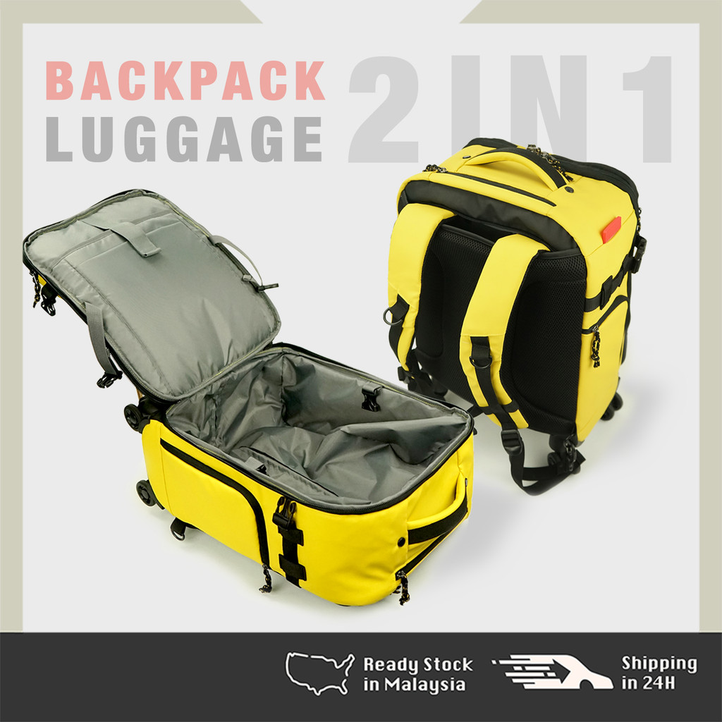 2 in 1 Backpack Luggage 20 Inch Airline Soft Shell Waterproof ...