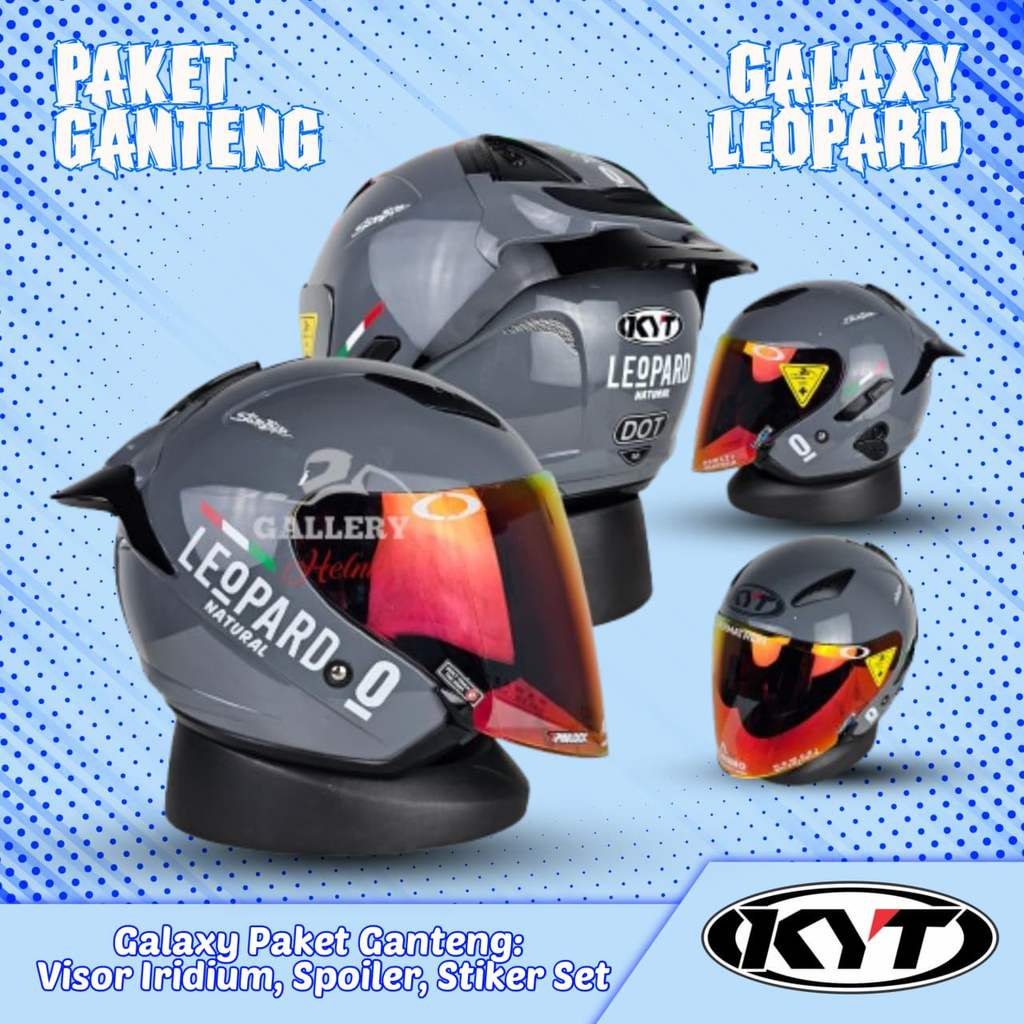 KYT GALAXY LEOPARD HANDSOME PACKAGE GORILLA GREY GLOSSY | HALF FACE ...