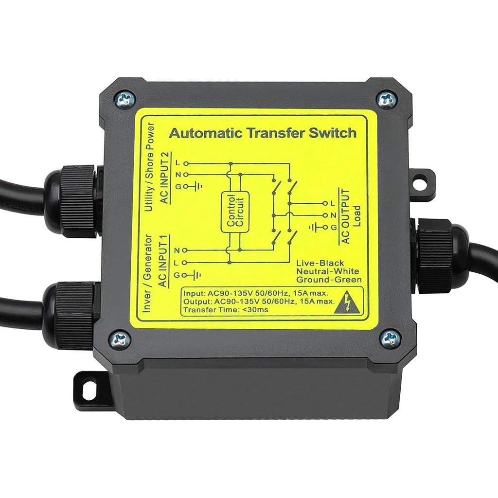 15 Amp Transfer Switch, Dual Power Automatic Transfer Switch, Relay ATS ...