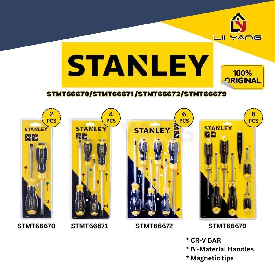 STANLEY Screwdriver Set 2pcs 6pcs 8pcs Stanley Cushion Grip Magnetic ...