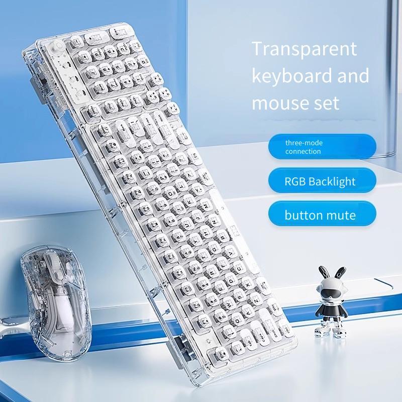 Transparent Transparent 98-Key Bluetooth Silent Keyboard Mouse Set ...