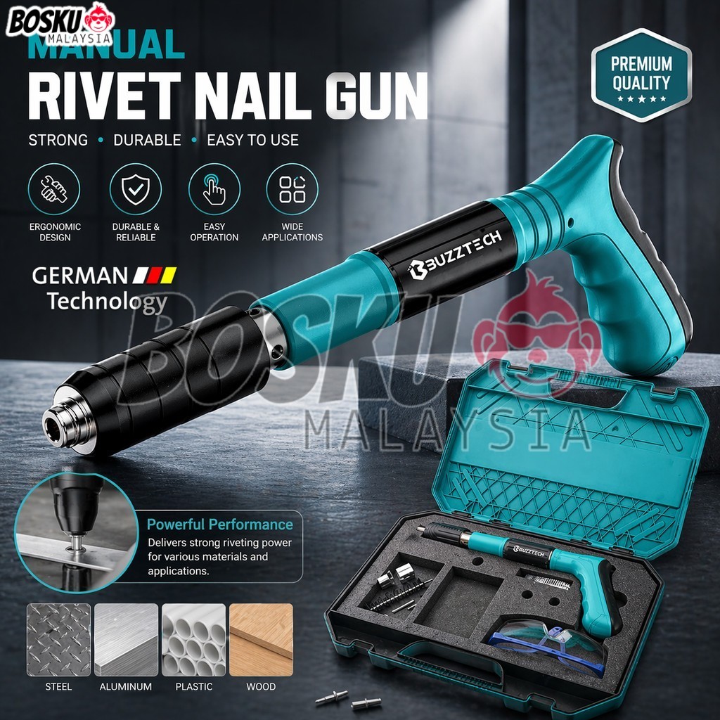 BOSKU Manual Steel Nail Gun Concrete Rivet Tool Steel Rivet Gun Tufting ...