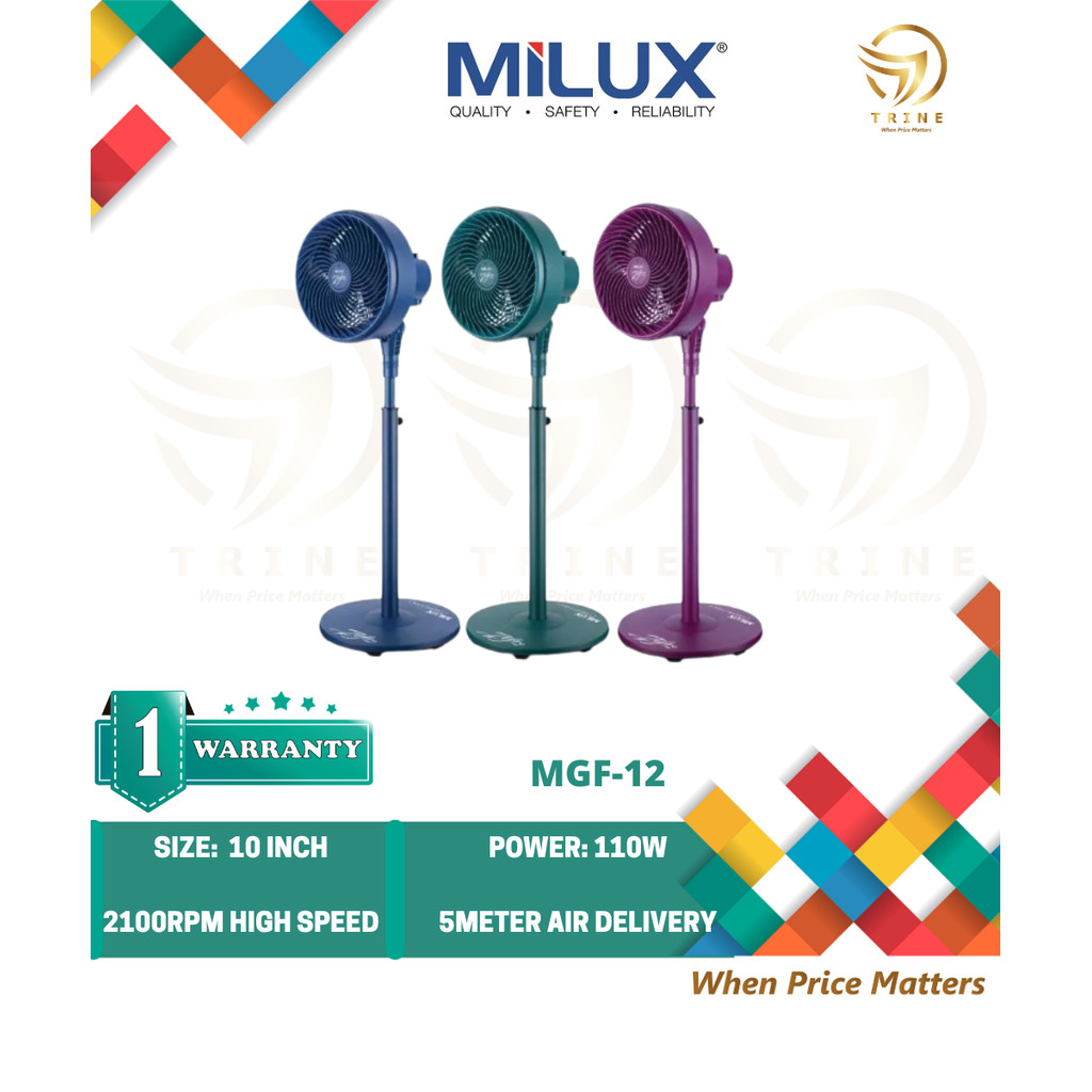 MILUX TRENDITION ZEFIRO GALE FAN / KIPAS BERDIRI | MGF-12 (BLUE/GREEN ...