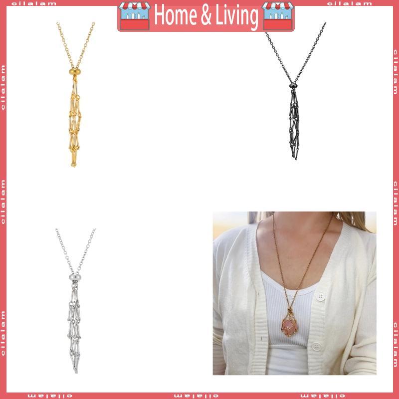 ci Adjustable Empty Gemstones Stone Holder Necklace Metal Crystal Cage ...