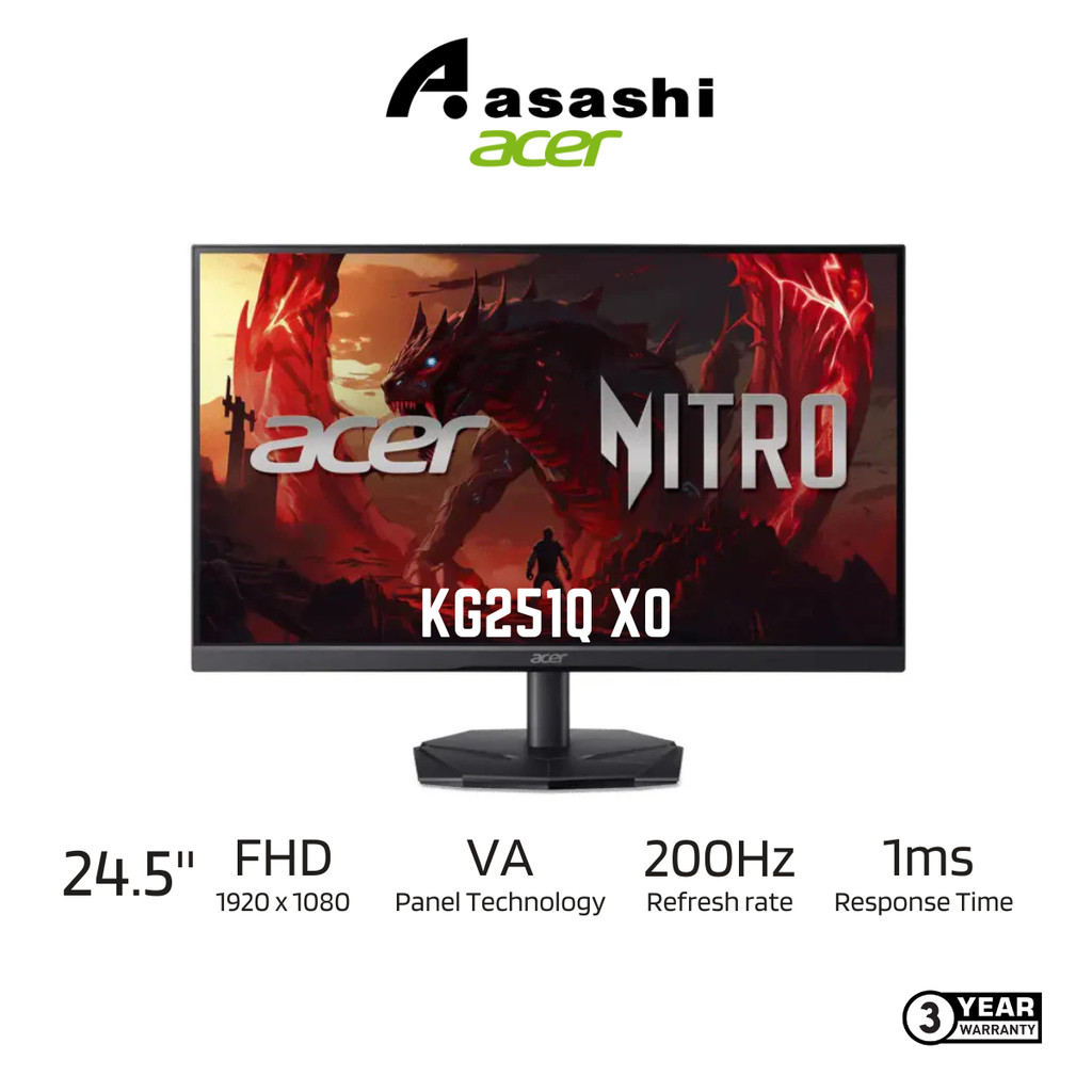 Acer Nitro KG251Q X0 24.5" VA 200Hz 1ms Gaming Monitor (HDMI/ DP) Free ...