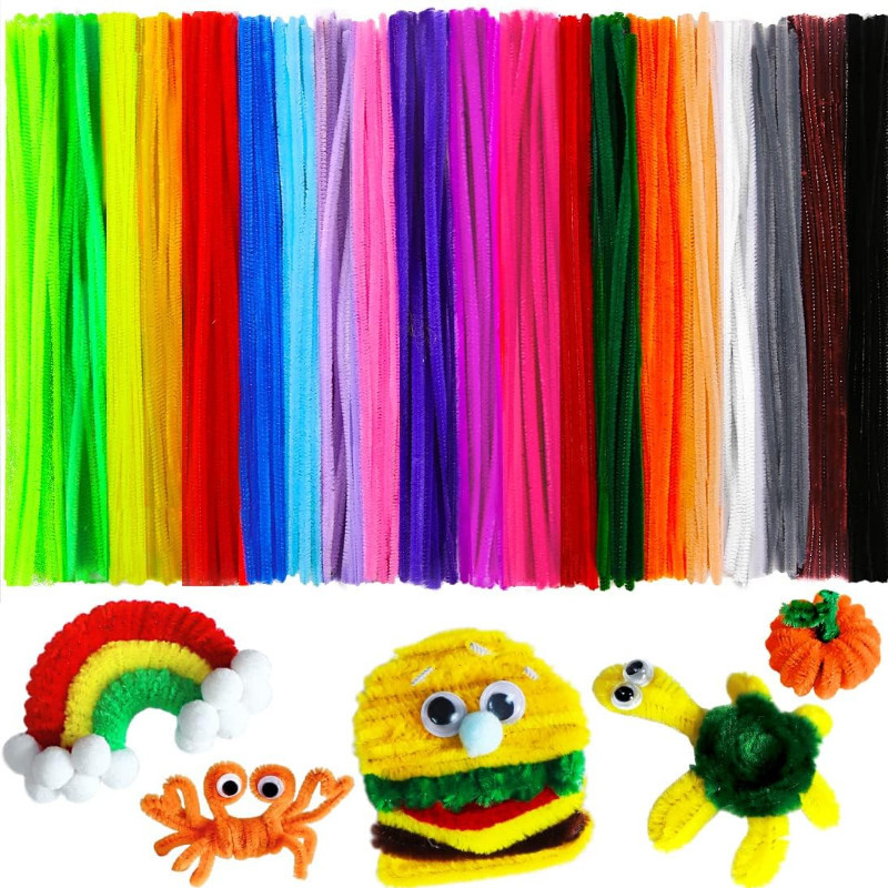 DIY Flower Craft Chenille Pipe Cleaner Rod 100Pcs Handcraft Wire Stems ...