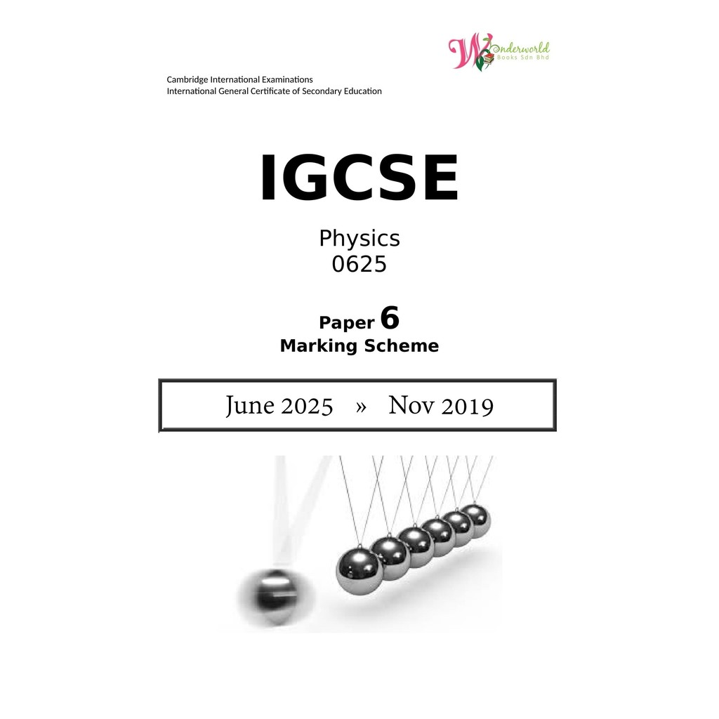 IGCSE Physics 0625 | Paper 6 | Marking Scheme | Shopee Malaysia