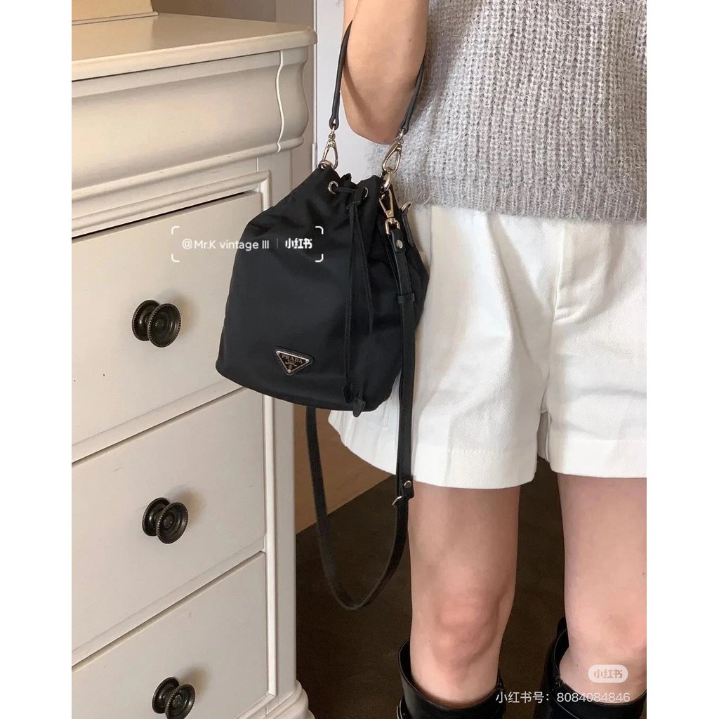 Prada New Style Parachute Waterproof Nylon Cloth Bucket Bag, Female Bag ...