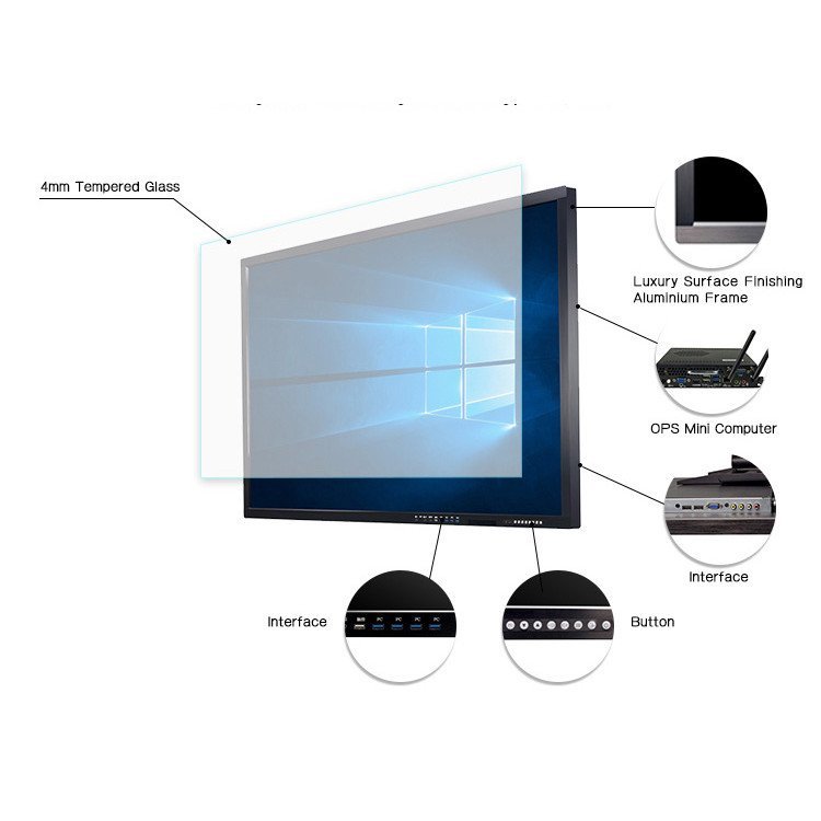 Digital Smart Board 75 Inches Interactive Flat Panel Digital Writing ...