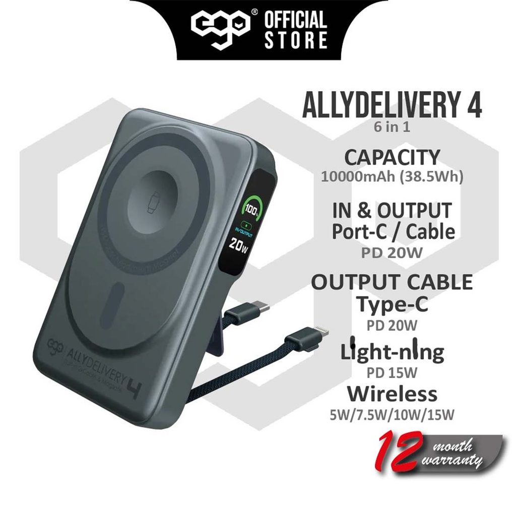 Ego AllyDelivery 4 Mags 3c Certified 10000mAh 6in1 powerbank With Built ...