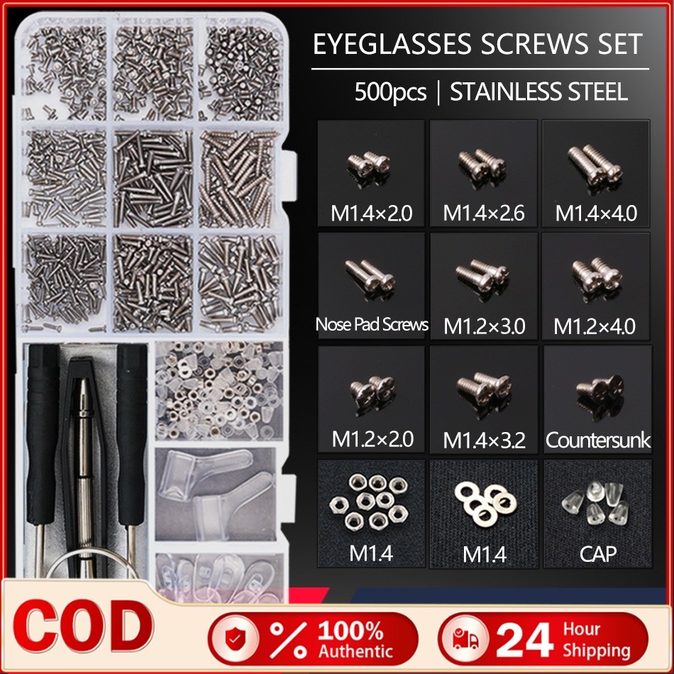 500Pcs/Box Glasses Repair Kit Screws Sets Repair Tool Glasses Repair ...