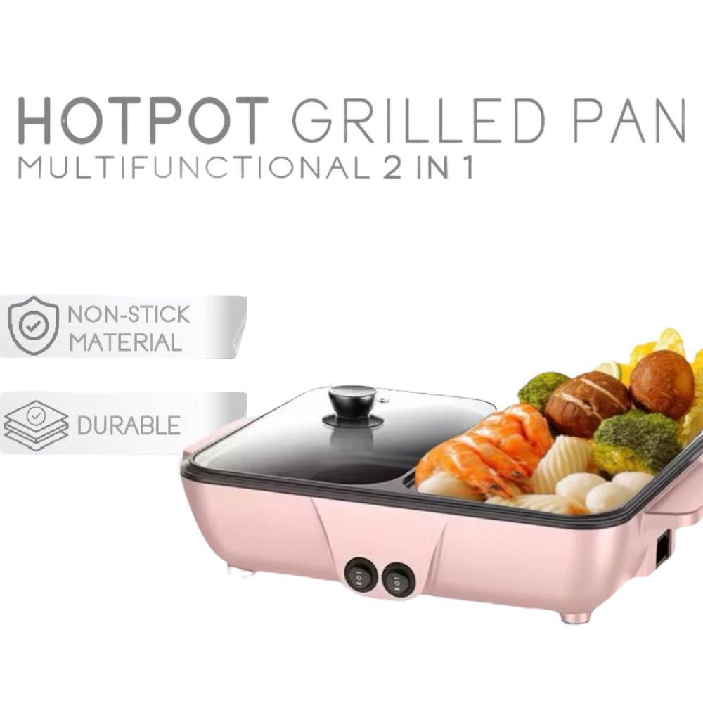 Multifunction Hotpot Grill Pan 2 In 1 Multi-Functional Electric Cooker ...