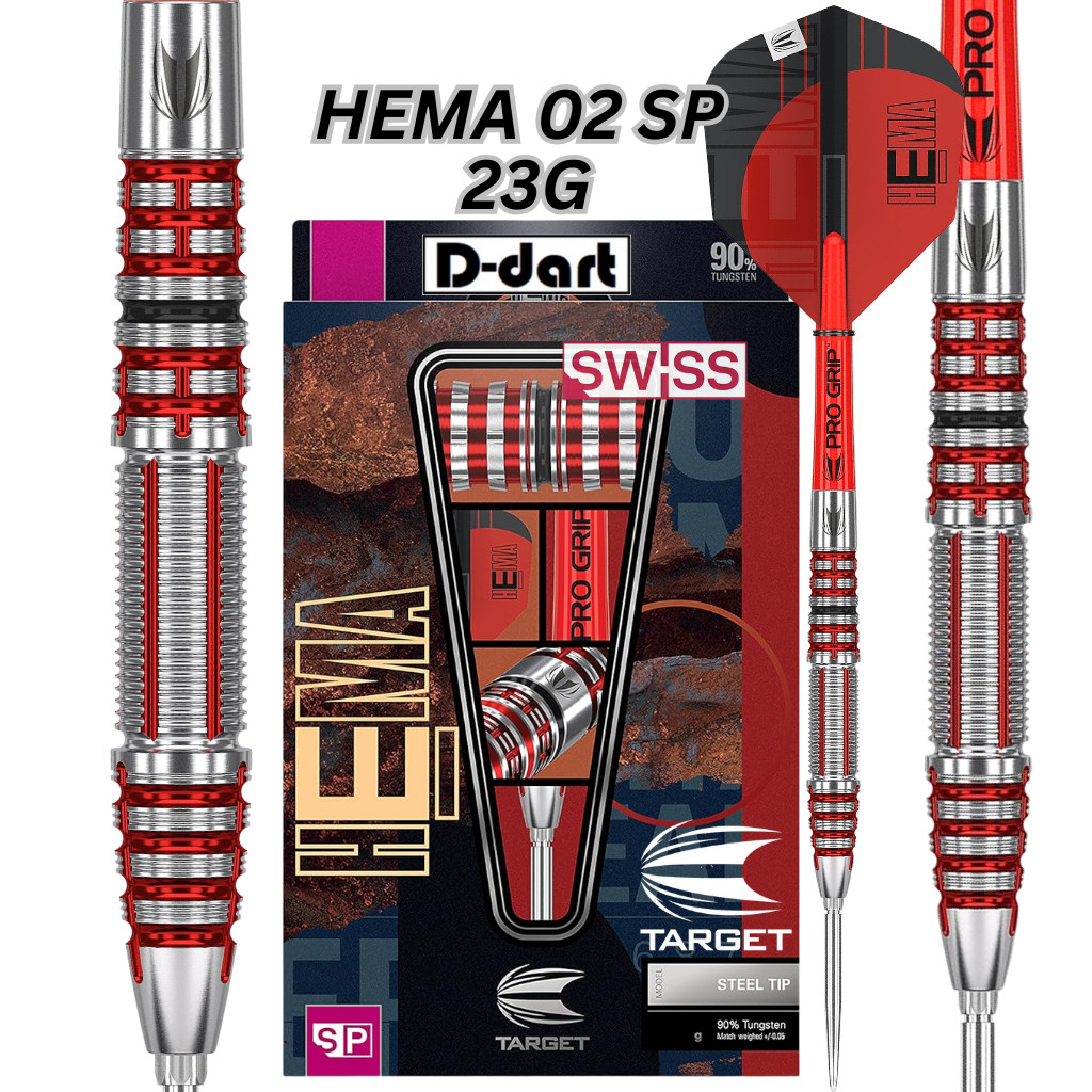 TARGET STEEL TIP DARTS - 23G HEMA 02 (SWISS) SP 90% TUNGSTEN DART SET ...