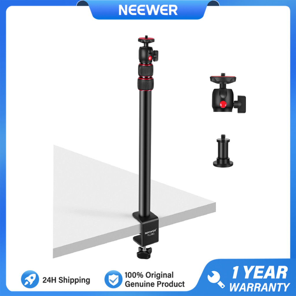 NEEWER 17”-40” Camera Desk Mount – 1/4" Ball Head + C-Clamp for DSLR ...