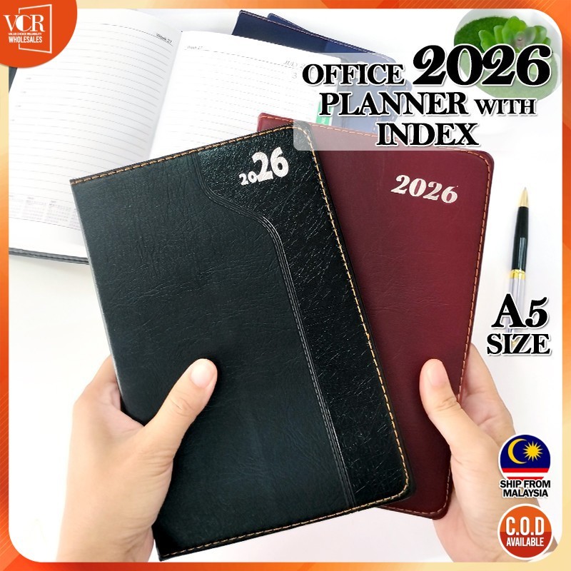 VCR 2026 PU Leather A5 Size Diary 5x7 Planner Daily Schedule Organizer ...